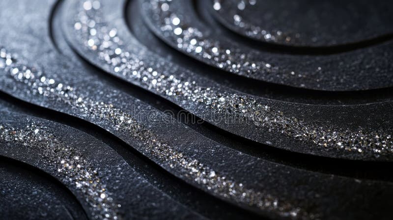 Sparkling Black Curved Surface with Glittering Particles in Elegant ...