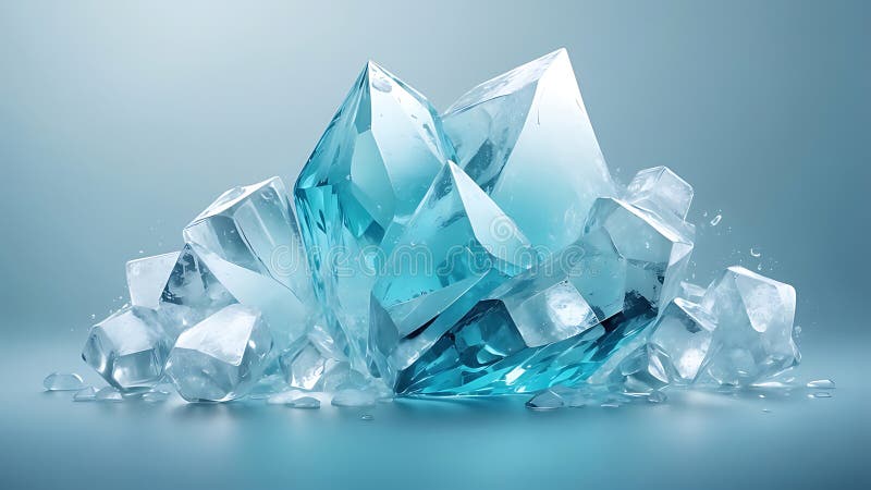 Sparkling Blue Crystal Cluster on Soft Gradient Background Stock Photo ...