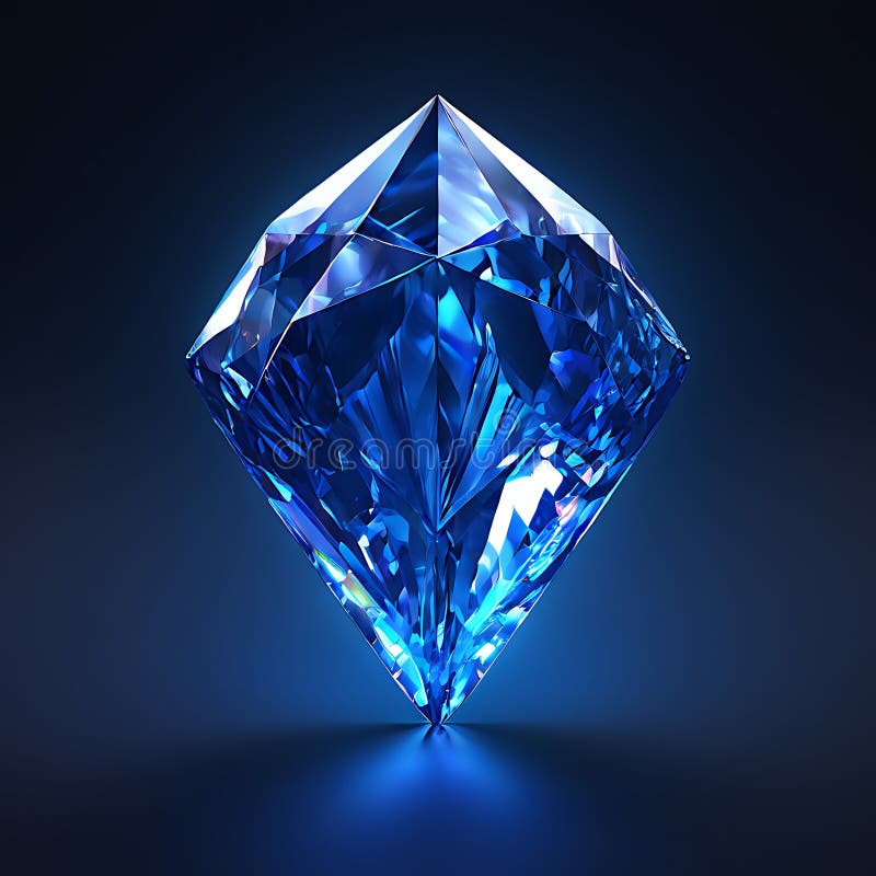 Sparkling Blue Diamond on a Dark Background Stock Photo - Image of ...