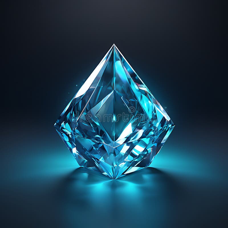 Sparkling Blue Diamond on a Dark Background Stock Image - Image of ...