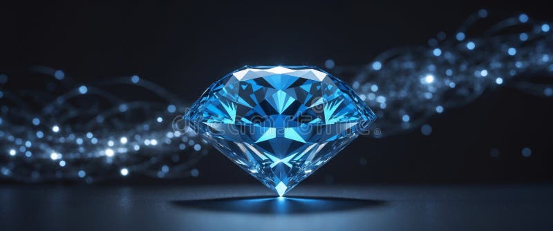 Sparkling Blue Diamond Dark Background Shimmering Light Effects Stock ...