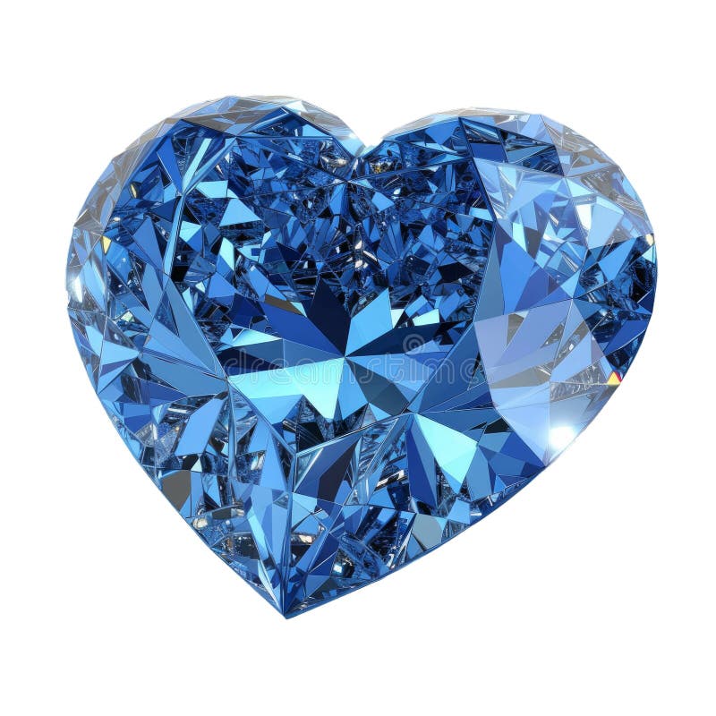 Sparkling Blue Diamond Heart on Transparent Background Stock Photo ...
