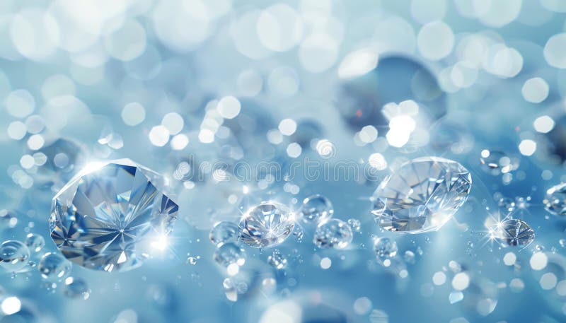 Sparkling Blue Diamonds Crystal on Blue Background Stock Image - Image ...
