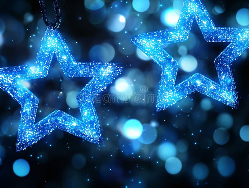 Sparkling Blue Glitter Stars Festive Background High Quality Image ...