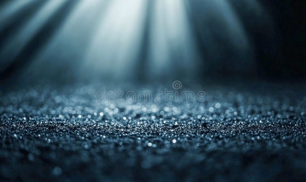 Sparkling Blue Glitter Under Dramatic Light Rays Creates a Magical ...