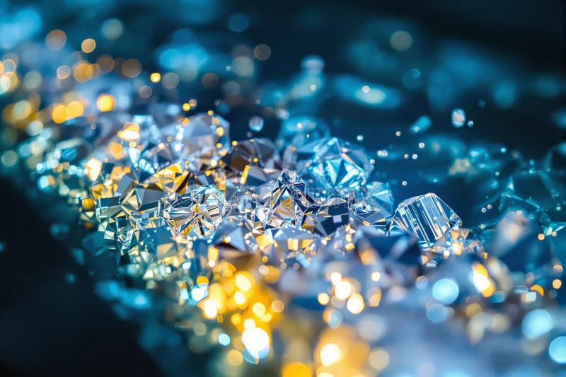 Sparkling Blue and Gold Crystals Create Magic, Generative Ai Stock ...