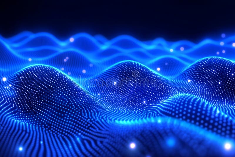 Sparkling Blue Light Trails with Shimmering Particles Moving through ...