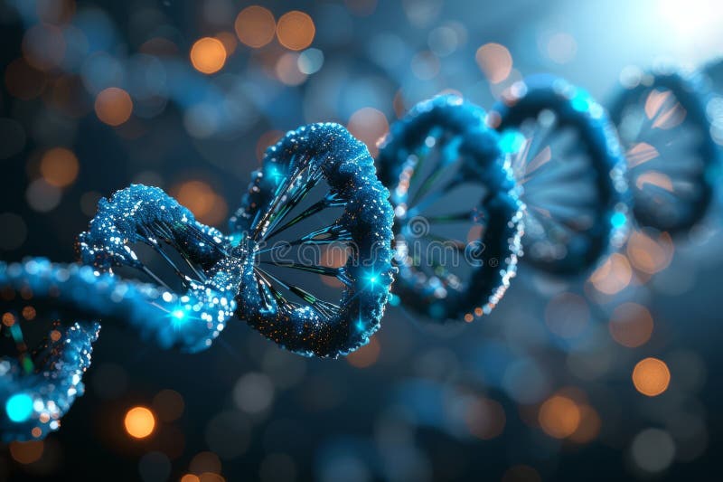 Sparkling Blue and Orange DNA Strands Interlaced in a Cosmic Setting ...
