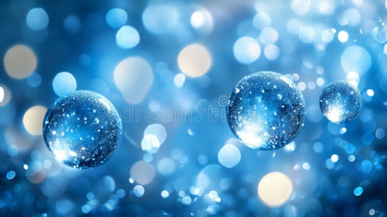 Sparkling Blue Orbs Floating in a Glimmering Background Stock ...
