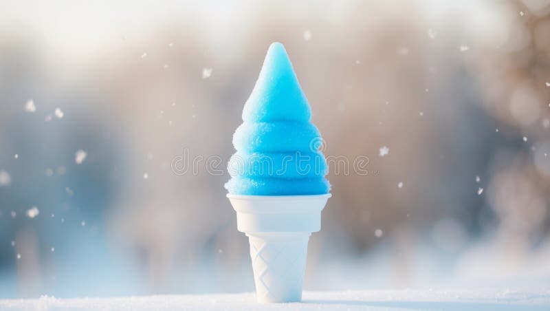 Sparkling Blue Snow Cone on a Winter Background. Stock Image - Image of ...
