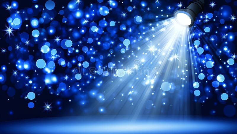 Sparkling Blue Spotlight Bokeh Background Festive Magical Glimmering ...