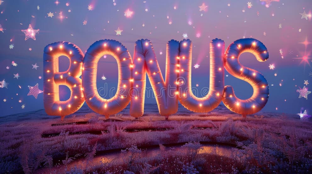 Sparkling Bonus Balloons Glowing in Twilight Fields Stock Image - Image ...