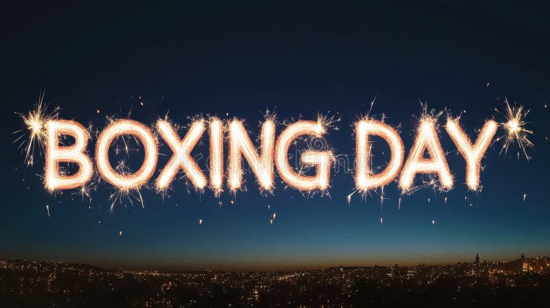 Sparkling Boxing Day Celebration Against Night Sky Stock Image - Image ...