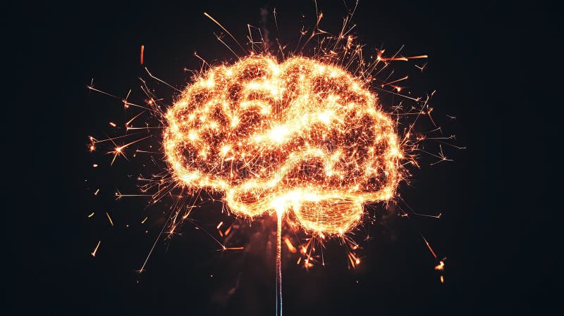 Sparkling Brain Idea, Dark Background, Concept Stock Image - Image of ...