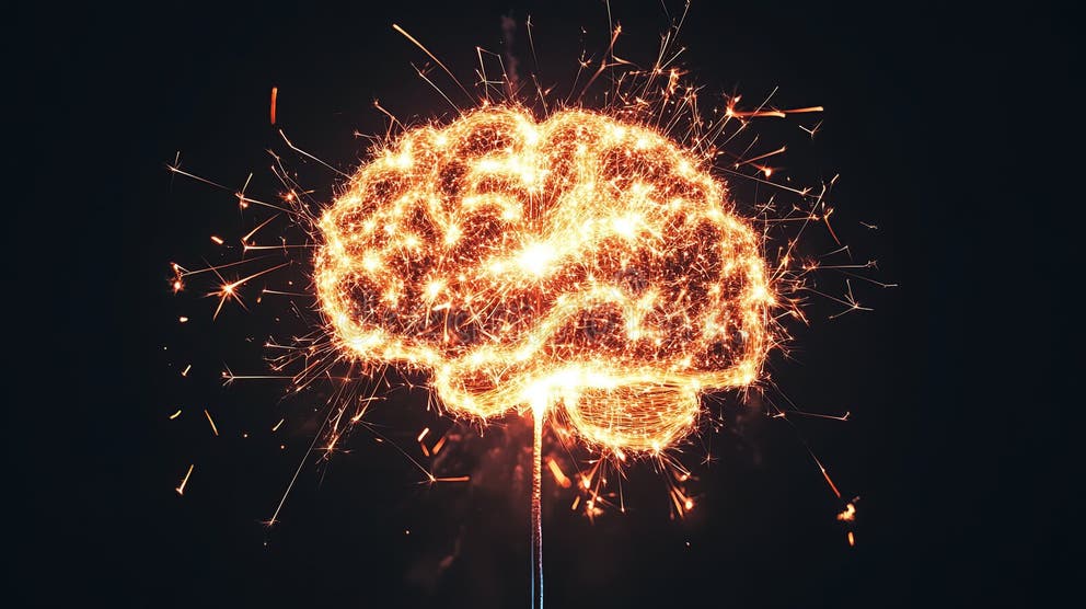 Sparkling Brain Idea, Dark Background, Concept Stock Image - Image of ...