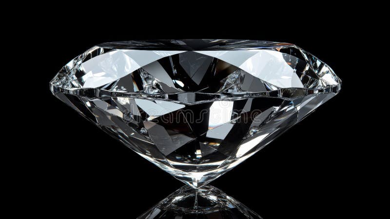 A Sparkling Brilliant Cut Diamond on Black Background Stock ...