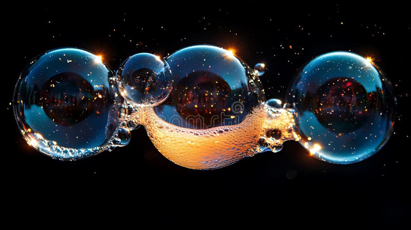 Sparkling Bubbles Float, Dark Background, Abstract, Drink Stock ...