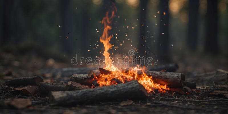 Sparkling Campfire Ashes Floating in Forest Ambiance. Stock ...