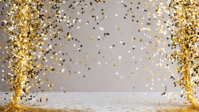 Sparkling Celebration with Golden Confetti Background. Stock Image ...