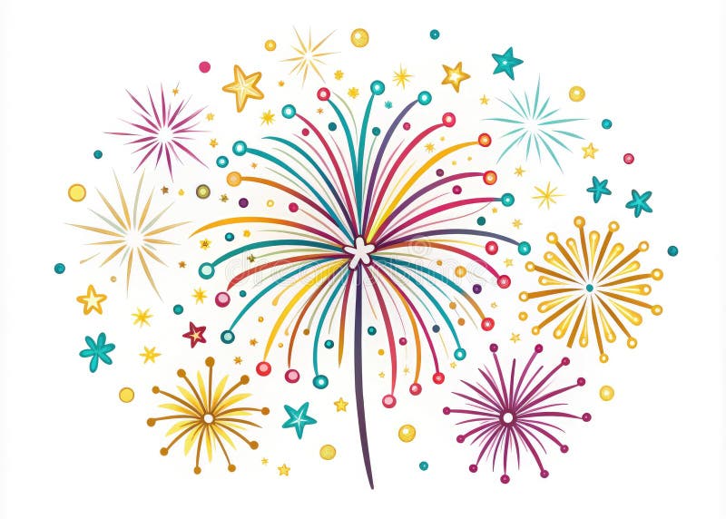 Sparkling Celebration Graphics: Delightful Hand-Drawn Fireworks for ...