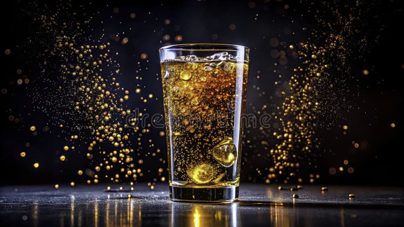 Sparkling Celebration an Overflowing Glass of Fizzy Liquid Capturing ...