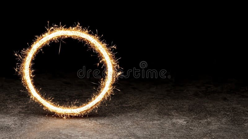 Sparkling Circle Created with Fireworks on Dark Background for ...