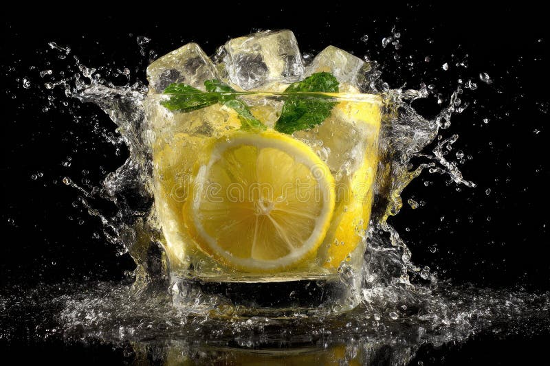 Refreshing Lemonade Splash stock illustration. Illustration of yellow ...