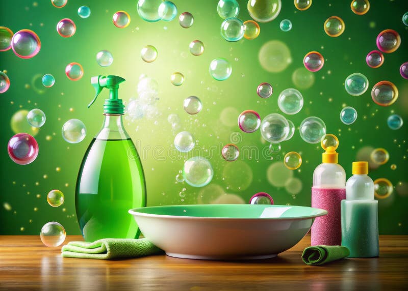 Sparkling Clean Effective Cleaning Solutions Illustrated with Colorful ...
