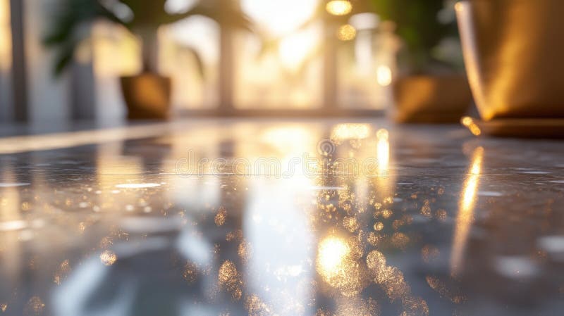 Sparkling Clean Floor with Warm Sunlight Streaming through Windows ...