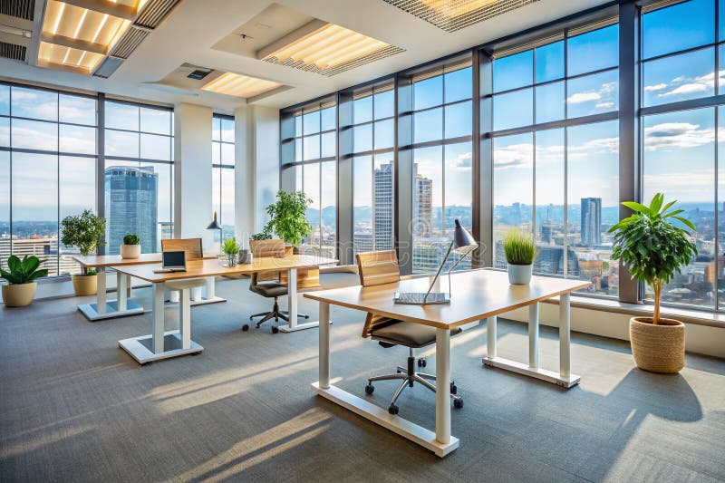 Sparkling Clean Workspace Empty Modern Desks Await Productivity in a ...
