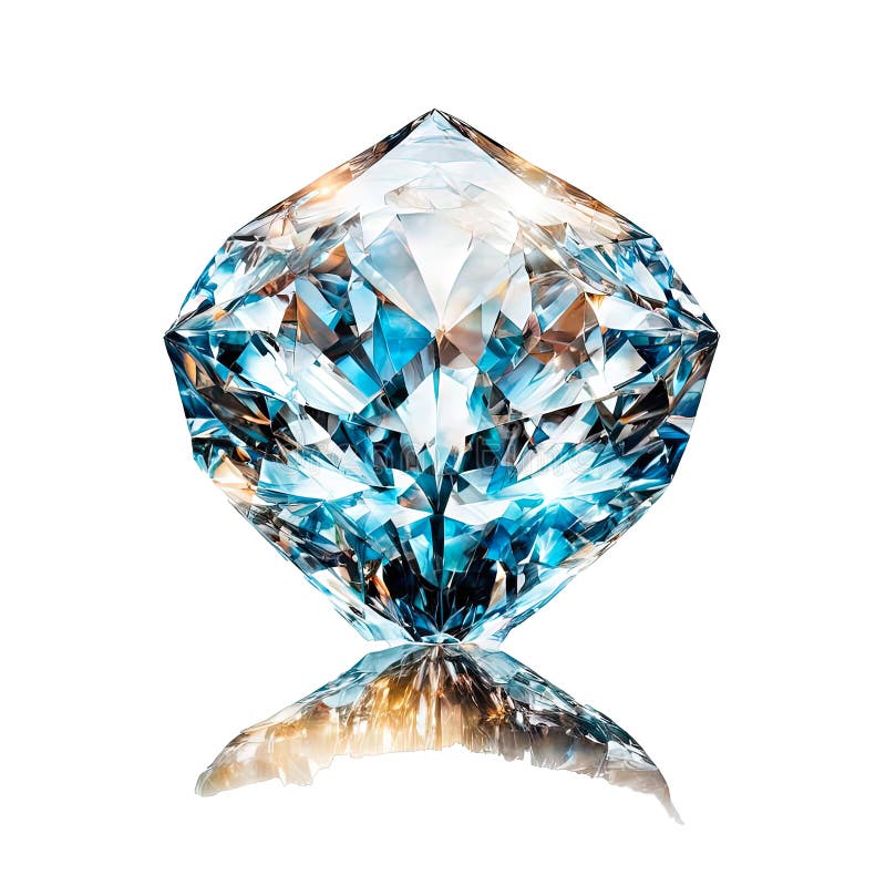 Sparkling Clear Diamond with Reflection on a White Background Isolated ...