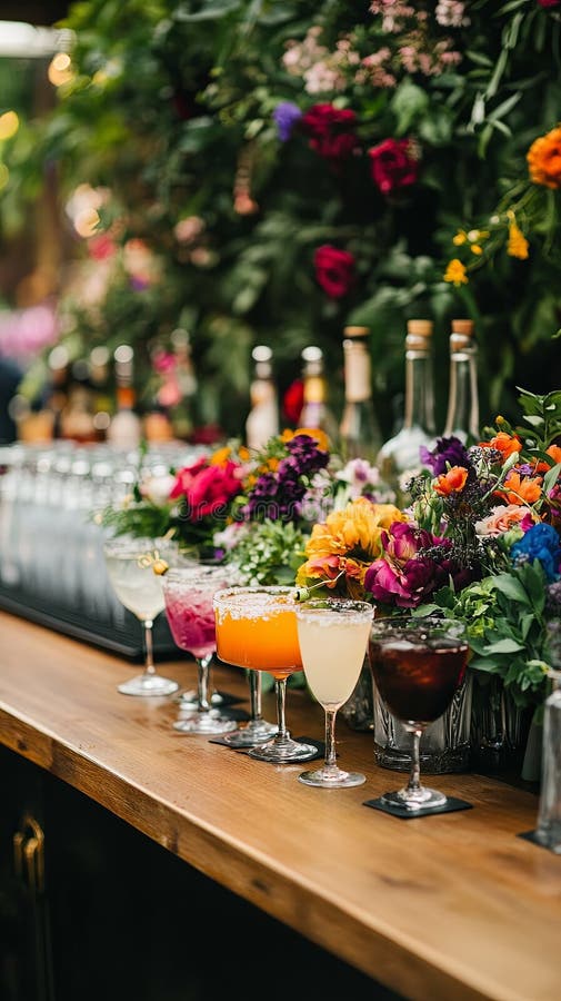A Sparkling Cocktail Bar with an Array of Colorful Drinks and Stock ...
