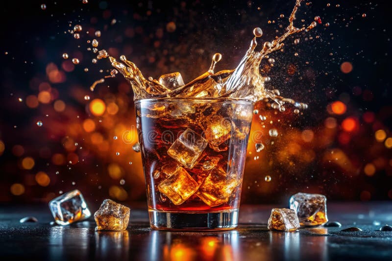 Sparkling Cola Splash Against a Dramatic Dark Background a Refreshing ...
