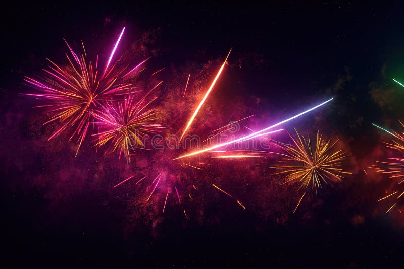 Sparkling Color Fireworks. AI Generated Stock Illustration ...