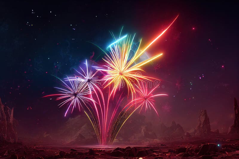 Sparkling Color Fireworks. AI Generated Stock Illustration ...