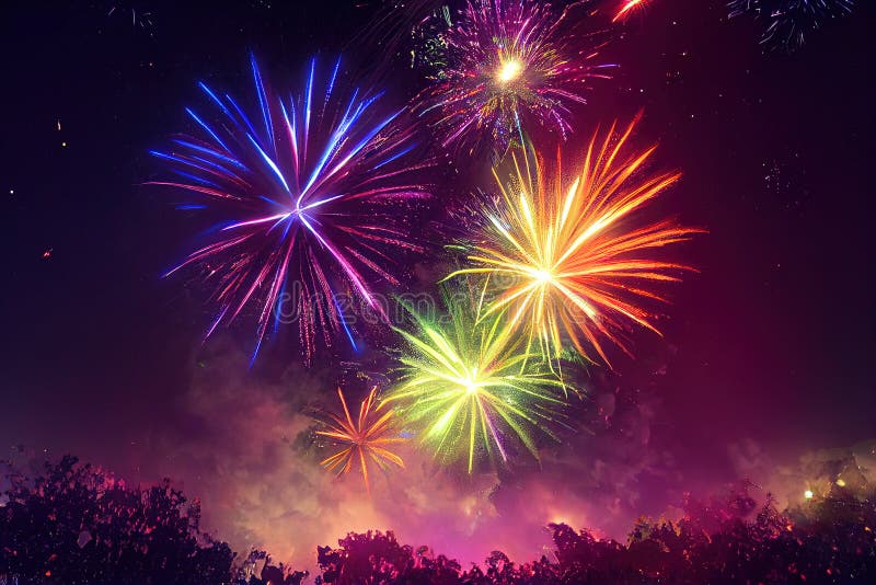 Sparkling Color Fireworks. AI Generated Stock Image - Image of sparkle ...