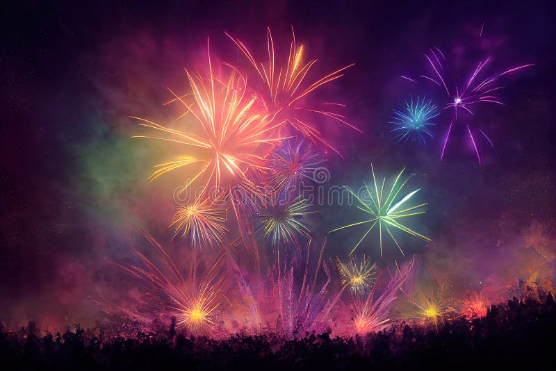 Sparkling Color Fireworks. AI Generated Stock Illustration ...