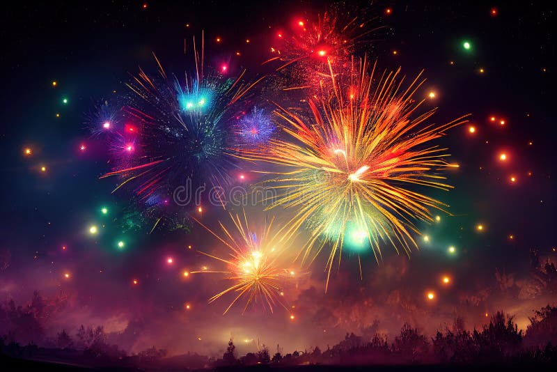 Sparkling Color Fireworks. AI Generated Stock Illustration ...