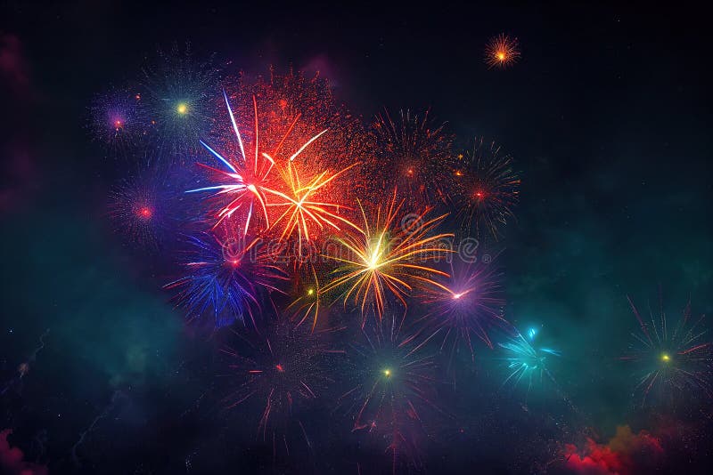 Sparkling Color Fireworks. AI Generated Stock Illustration ...