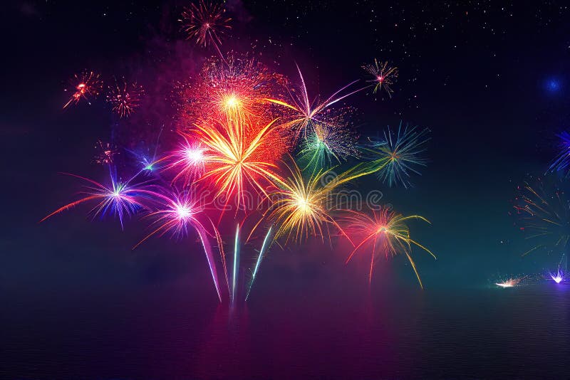 Sparkling Color Fireworks. AI Generated Stock Illustration ...