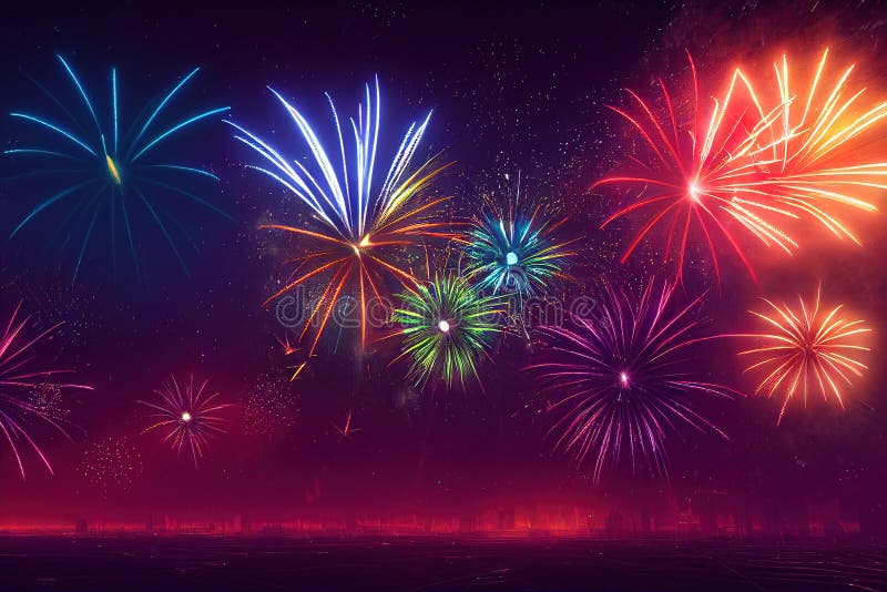 Sparkling Color Fireworks. AI Generated Stock Illustration ...