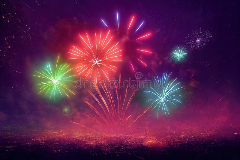 Sparkling Color Fireworks. AI Generated Stock Illustration ...