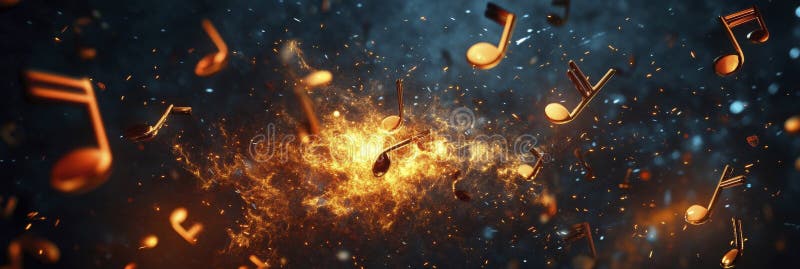 Sparkling Cosmic Notes Exploding in Fiery Brilliance Stock Illustration ...