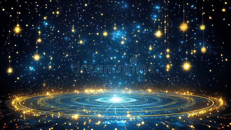 Sparkling Cosmic Stage, Galaxy Backdrop, Glowing Lights, Digital Art ...