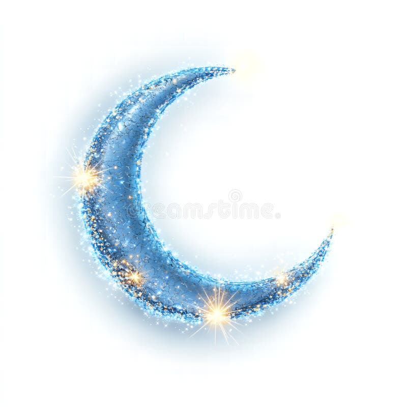 Sparkling Crescent Moon Design Element Blue Glitter Festive Night Sky ...