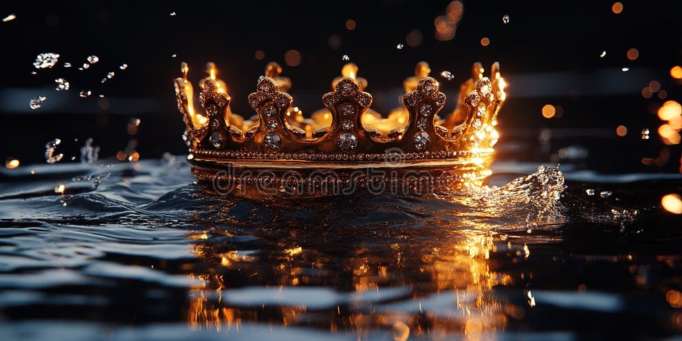 Sparkling Crown Emerging from Water with Glistening Droplets in a ...