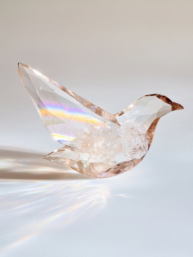 Sparkling Crystal Bird Sculpture Stock Illustration - Illustration of ...