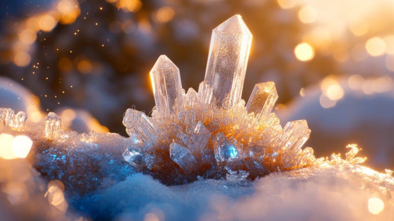 Sparkling Crystal Cluster in Winter Sunlight Stock Illustration ...