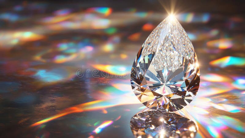 Sparkling Crystal Diamond Reflecting Colorful Light Rays in Artistic ...