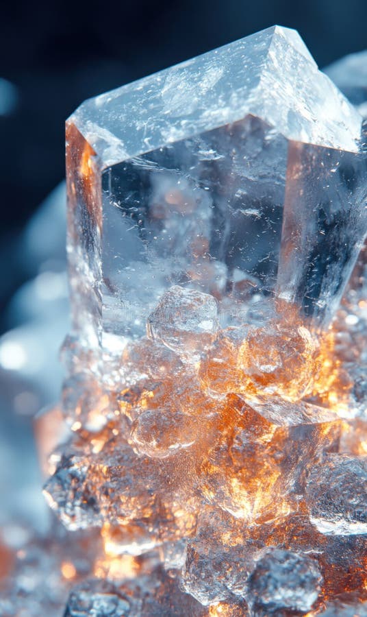 Sparkling Crystal Formation Adorned with Fiery Light Effects Stock ...